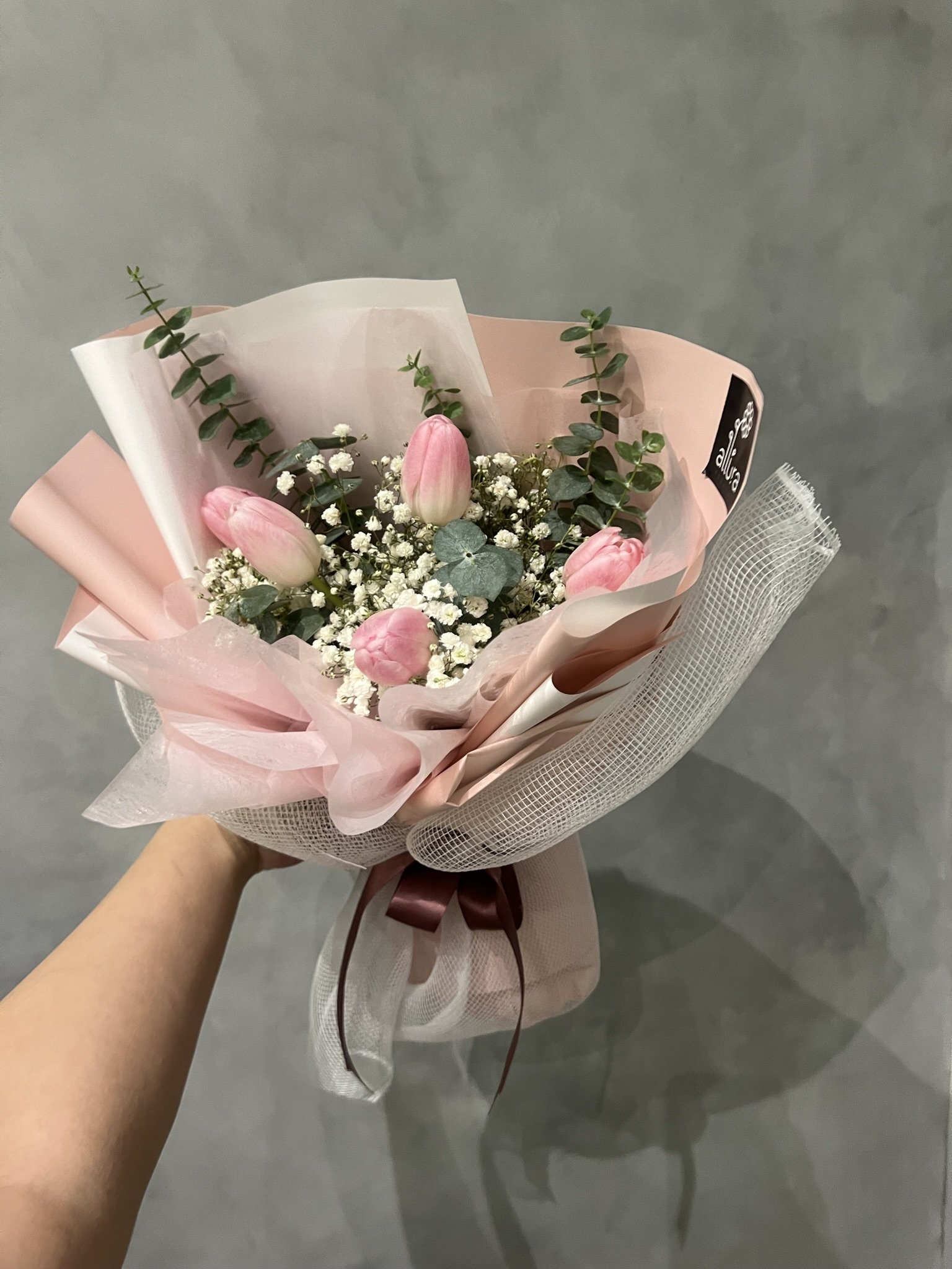 Five Tulip Bouquet Pink - Allura Florist